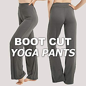 FELEMO Bootcut Flare Yoga Pants for Women Loose Fit High Waisted Yoga Sweatpants Dress Pants Women Work Workout Pants Flare Leggings for Women Comfy Maternity Lounge Pants Tummy Control,Grey XXL