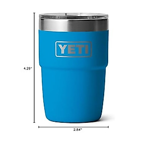 YETI Rambler 8 oz Stackable Cup, Stainless Steel, Vacuum Insulated Espresso Cup with MagSlider Lid, Big Wave Blue