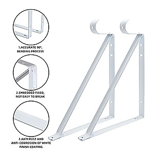 HOME MASTER HARDWARE Heavy Duty Closet Shelf & Rod Brackets, Wall Mounted Closet Shelves Bracket with Rod Shelving Support, White with Screws 10-Pack