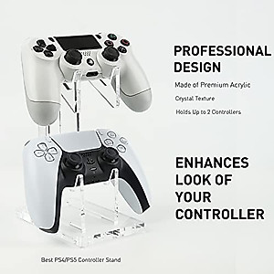 OAPRIRE Dual Controller Holder Gaming Accessories, Suitable for Almost All Controllers, Controller Stand for Xbox ONE PS4 PS5 STEAM PC (Crystal Clear)