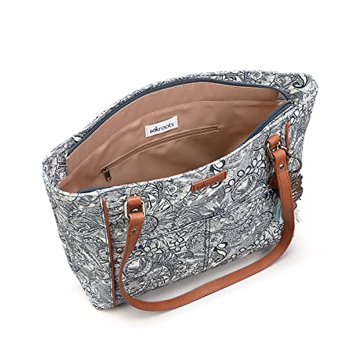 Sakroots Womens Metro Tote Bag in Coated Canvas Large Roomy with Zip Closure Sustainable Durable Design Linin, Navy Spirit Desert, One Size US