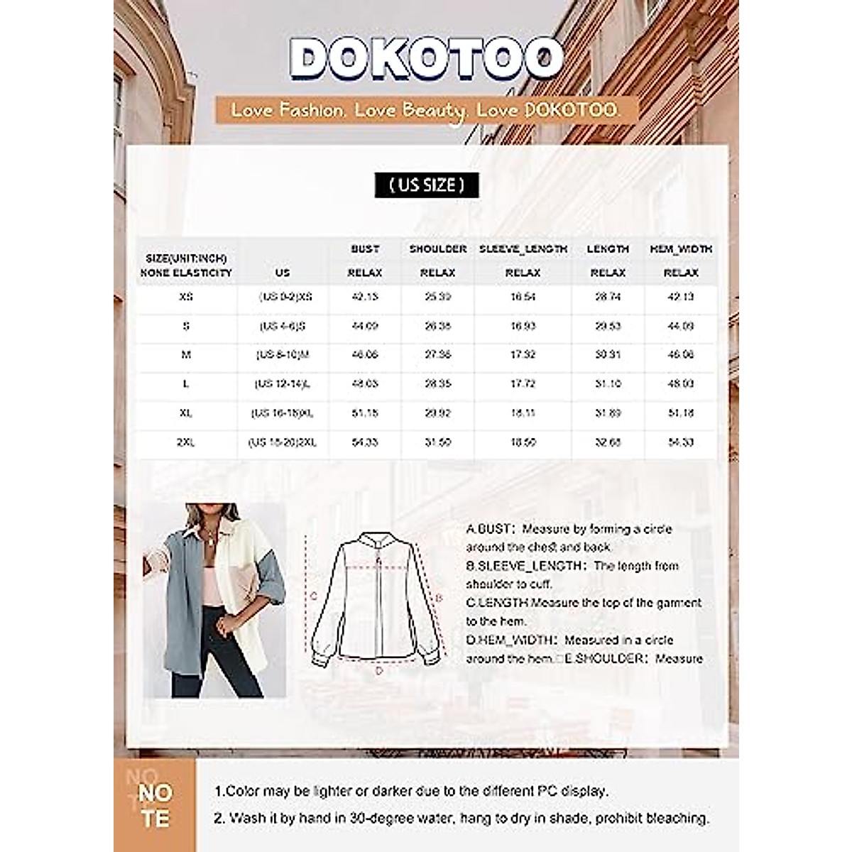 Dokotoo Women's Comfy Color Block Button-Up Shirt, Roll-Up Long Sleeve, Soft Oversized Boyfriend Top, Beach Cover, Black XL