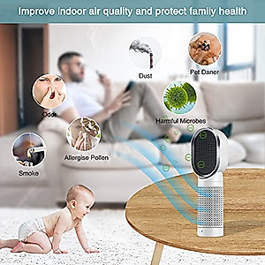 LASIEYO Small Air Purifier, True H13 HEPA Filter Cleans, Office Desktop Air Purifier with Ionizer Generator for Cleaning Smoke, Dust, Mold Pollen in Bedroom & Room,White