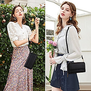 FALAN MULE RFID Womens Wallet Purse Wristlet PU Leather Crossbody Clutch with 2 Straps