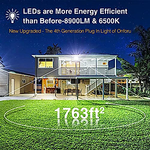 Onforu 2 Pack 100W LED Flood Light with Plug 700W Equiv., 8900Lm Super Bright LED Work Light, IP66 Waterproof Outdoor Security Lights, 6500K Daylight White Floodlight for Yard Garden Patio