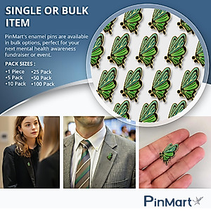 PinMart Green Semicolon Butterfly Mental Health Suicide Awareness Lapel Pin - Support Mental Health Matters with Suicide Awareness Pins for Bags and Nurse Scrubs