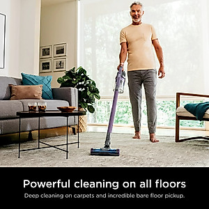 Shark WZ240 Pet Cordless Stick Vacuum Self-Cleaning BrushRoll, PowerFins, Crevice Tool & Upholstery Tool, 40min Runtime, Purple/Grey (Renewed)