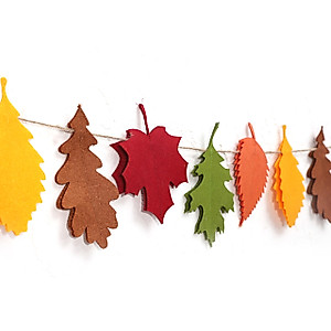 Felt Fall Leaf Garland - Double Layers Felt Leaves Banner, Fall Decorations for Mantle, Thanksgiving Decorations