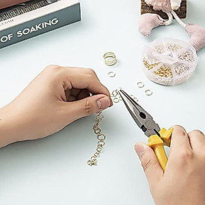 Handyman Crafts Jump Rings Kit With1000PCS Open Jump Rings 40PCS 12mm Lobster Clasps and Jump Rings Opener for Jewelry Making Keychains and Necklace Repair (Gold)