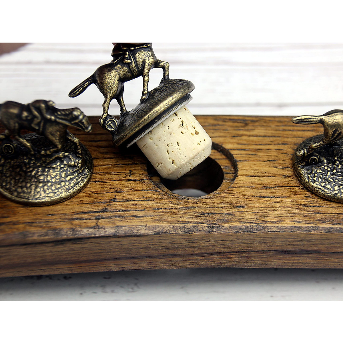 Barrel-Art cork display/Bourbon stopper holder/Cork Holder/Fits Blanton's stoppers (Dark Walnut)