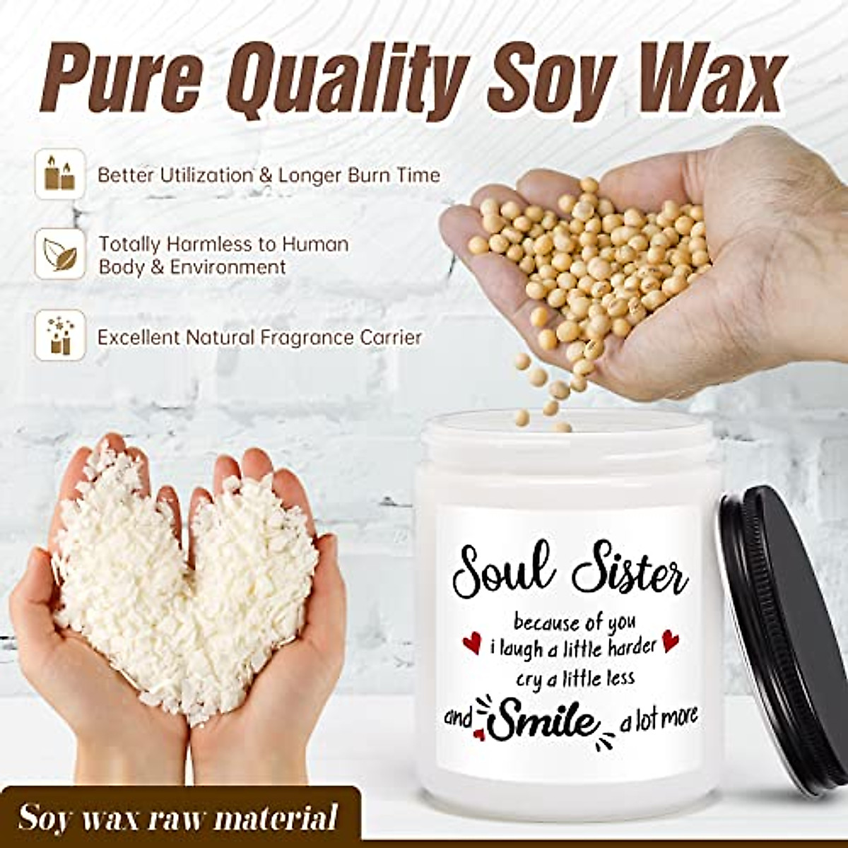 CINGUE Soul Sister Gift for Women - Funny Sisters Gifts from Sister Unique Lavender Scented Candle for Birthday Mothers Day Christmas Friendship Present for Best Friend Big Little Sister in Law