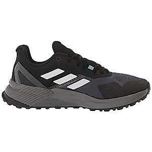 adidas Women's Terrex Soulstride Trail Running Shoes, Black/Crystal White/Mint Ton, 8