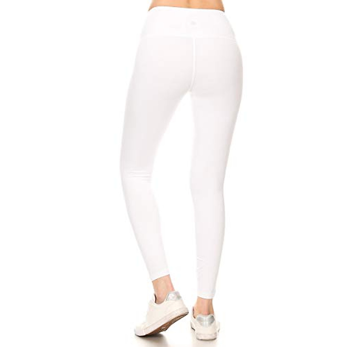 Leggings Depot Women's 7/8 Workout Leggings Tummy Control Active Yoga Pants, White, Medium