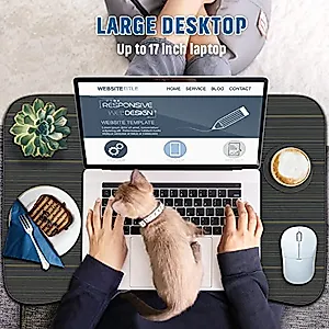 Zapuno Foldable Laptop Bed Table Multi-Function Lap Bed Tray Table with Storage Drawer and Water Bottle Holder, Serving Tray Dining Table with Slot for Eating, Working on Bed/Couch/Sofa (Arc Shape)