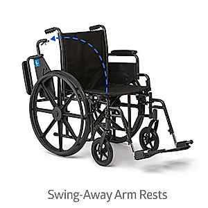 Medline Strong and Sturdy Wheelchair with Desk-Length Arms and Swing-Away Leg Rests for Easy Transfers, 16” Seat