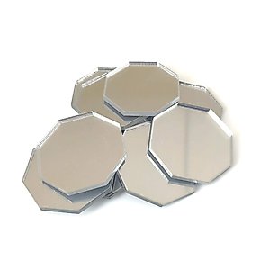 Super Cool Creations Octagon Shaped Crafting Mirrors, Set of 10, Many Colours, Shatterproof Acrylic, Mocha Brown, Pack of 10 x 4cm