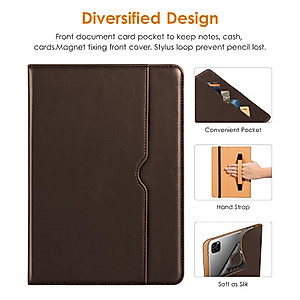 DTTO for iPad Pro 12.9 6th / 5th / 4th / 3rd Generation Case 2022/2021/2020/2018, Leather Folio Stand Cover with Built-in Apple Pencil Holder -Auto Wake/Sleep and Multi Viewing Angles, Dark Brown