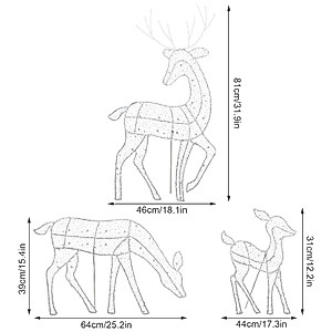 3pcs Christmas Reindeers Lighted Christmas Deer Family Set Light up Reindeer Yard Decorations Christmas Deer Family Set Christmas and Holiday Decoration for Yard