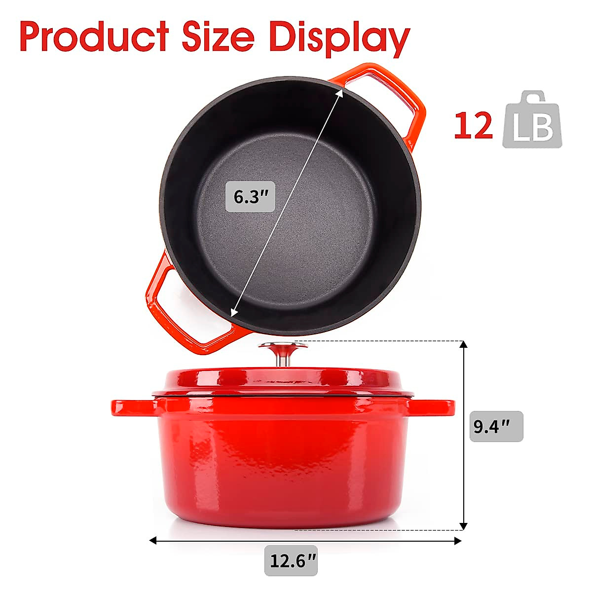Cast Iron Dutch Oven Pot With Lid, 2-In-1 Pre Seasoned 3qt Dutch Oven Cast Iron Cookware For Frying,Camping,Cooking, Baking