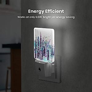 LED Night Light 2 Pack, Decorative Plug-in Lights by Night with Smart Auto Dusk to Dawn Sensor Cute Nightlights for Bedroom, Kitchen, Kids Room Nursery, Hollway, Stairway, Bathroom (Lavender)