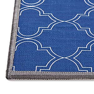 Okuna Outpost 2 Pack Navy Blue Kitchen Mats, Slip-Resistant Runner and Mat for Dining Room Floor, Sink, Laundry, Office (47.5 x 17 and 23.5 x 17 in)