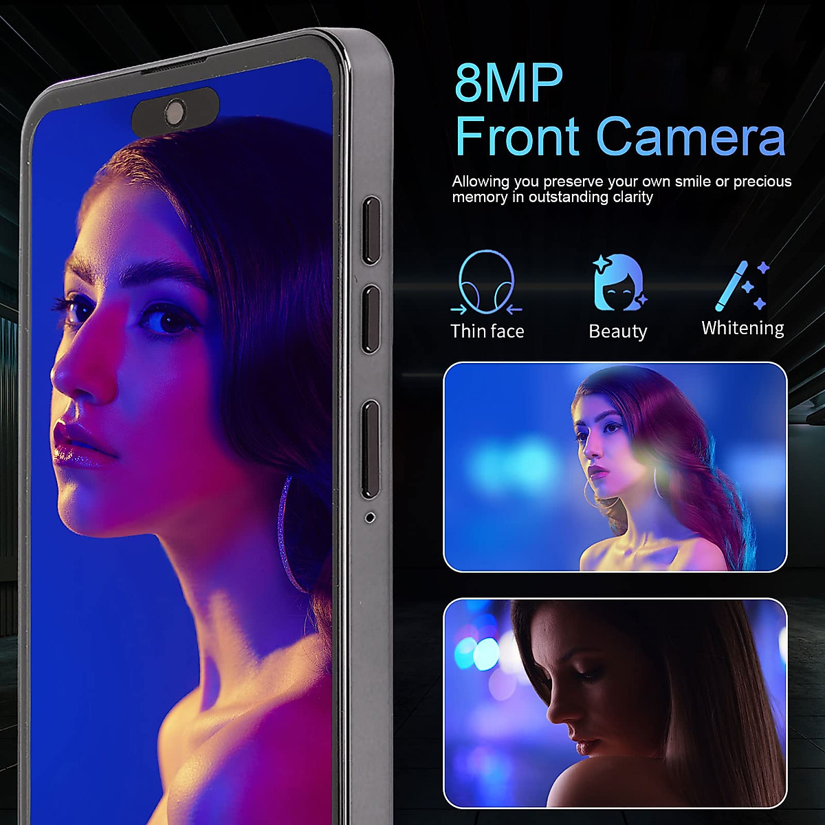 Naroote Unlocked Smartphones, 6.7 Inch Black 4G Smartphones for Daily Use (Black)