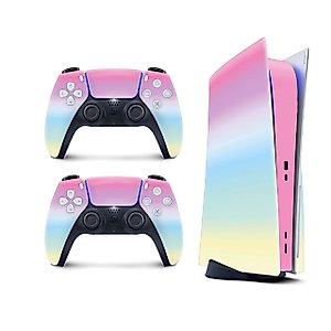 PS5 Colorwave Skin for PlayStation 5 Console and 2 Controllers, Color Blocking skin Vinyl 3M Decal Stickers Full wrap Cover (Disk Edition)