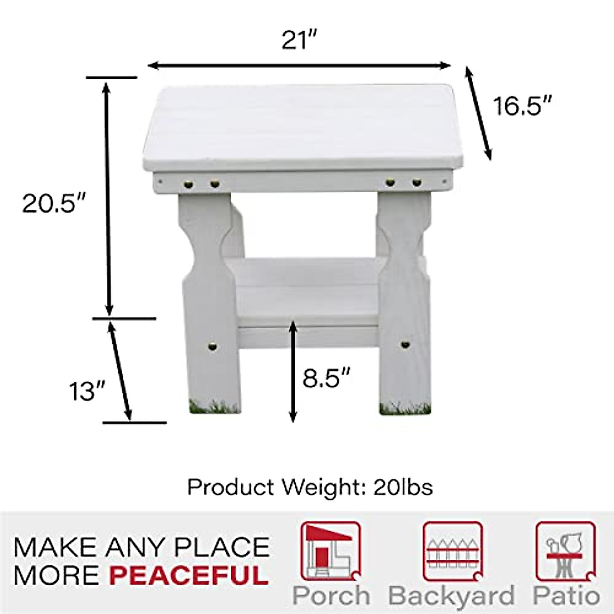 CAF Amish Heavy Duty Pressure Treated End Table (Semi-Solid White Stain)