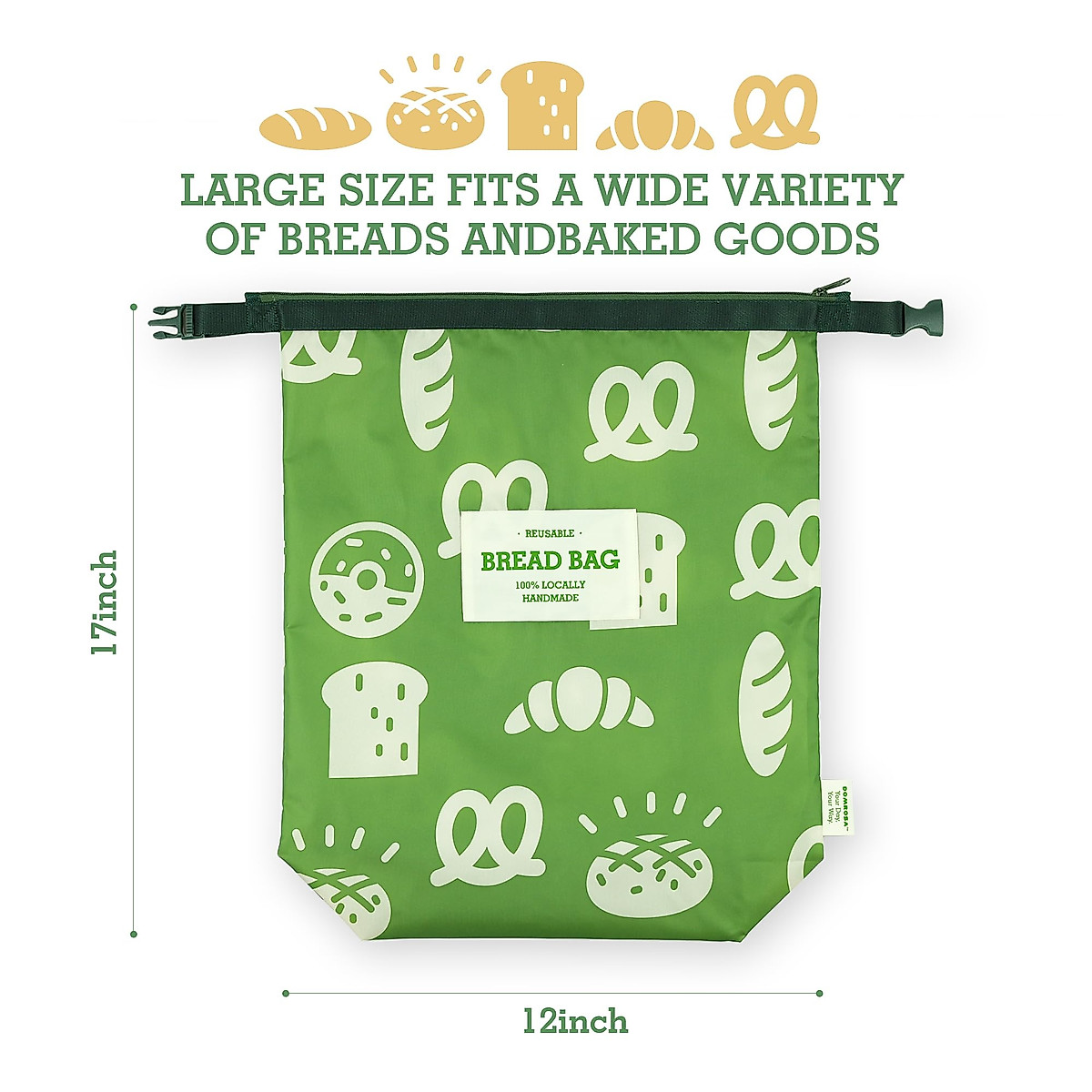 DOMROSA 2 Packs Reusable Bread Bags For Homemade Bread,Waterproof Bread Bags,Bread Storage,Sourdough Bread Bags,Freezer Storage Bag, Container, Fresh Keeping Extra Large Bags, Food Bag