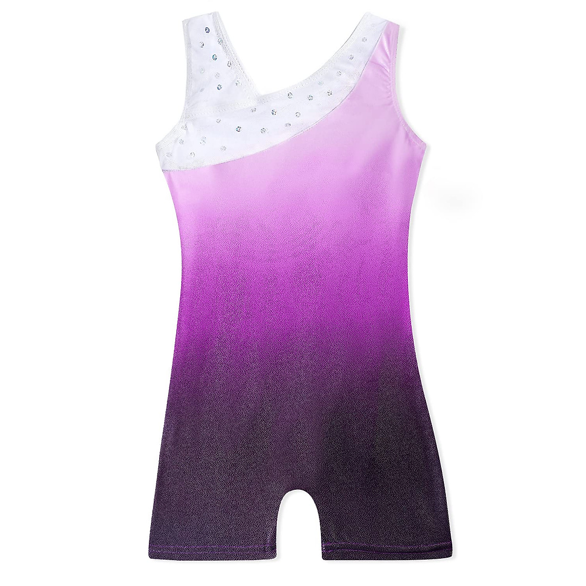 DAXIANG Gymnastics Leotards for Girls Leotard for Girls Gymnastics Outfit Black Shorts Dance Unitard Biketards Purple Sparkle