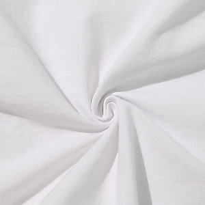 JEKAOYI Mens Casual Long Sleeve Cotton Linen Shirts Buttons Down Solid Plain Roll-Up Sleeve Summer Beach Shirts White