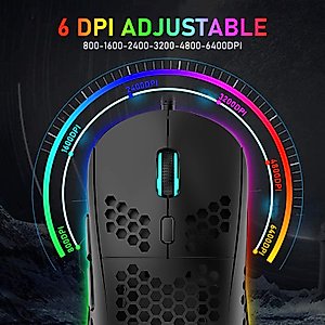 Mechanical Gaming Keyboard and Mouse Mini Wired Combo with RGB Headset Rainbow Backlight Ergonomic 62Key Anti-Ghosting Adjustable Mic 6400DPI Mice USB-C for PC Gamer Computer Typist(Black/Red Switch)