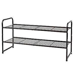 SUFAUY 2-Tier Shoe Rack, Stackable Shoe Shelf Storage Organizer for Entryway Closet, Extra Large Capacity, Wire Grid, Bronze