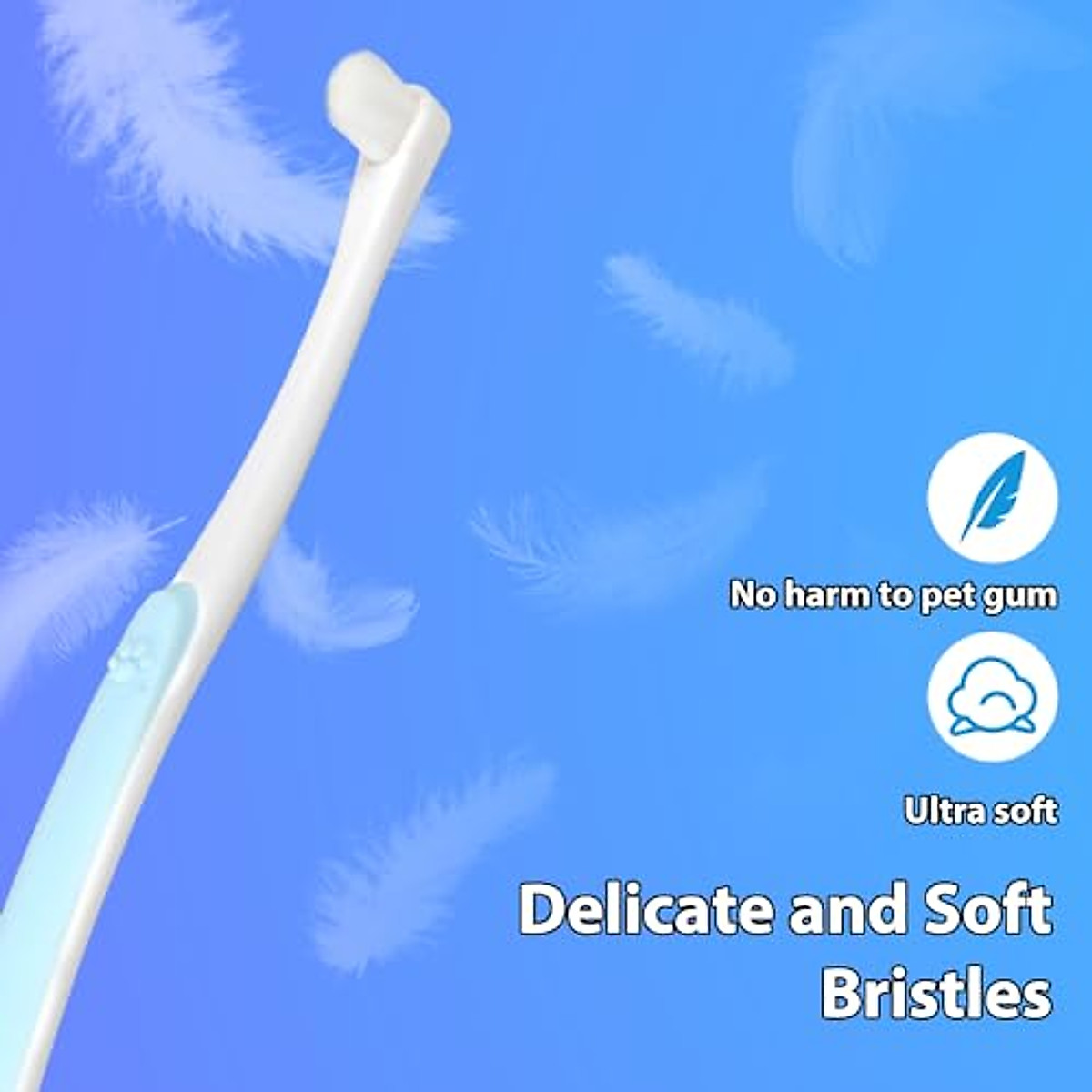 Qianyu 4 Pcs Small Dog Toothbrush Micro Brush Head Nano Soft Bristle Comfort Grip Gentle Pet Toothbrush for Puppy Kitten Sensitive Gum and Teeth Cats Dogs Teeth Cleaning Dental Care