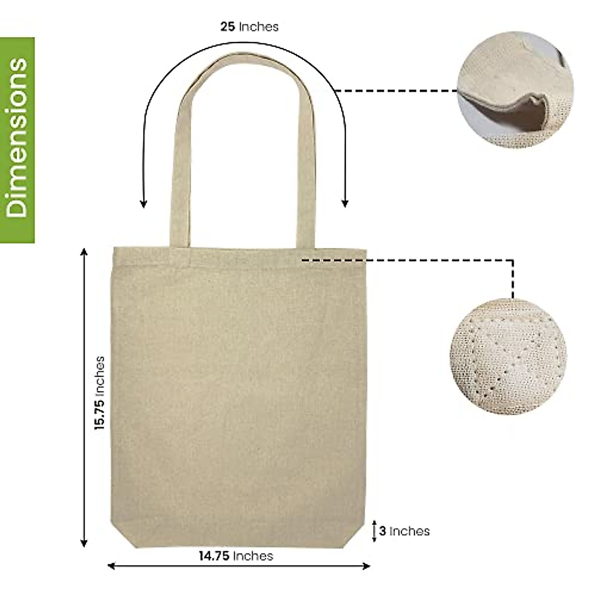 PALM NAKI 100% Cotton Tote Bag - Reusable Economical Cloth Bag, Lightweight Cotton Shopping Bag, Versatile Convenient Cotton Tote Bag (5 Pack)