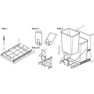 Hafele Double Waste Bin Base Cabinet Pull Out System with 2 x 27 qt (54 Qt) Bins and Handle