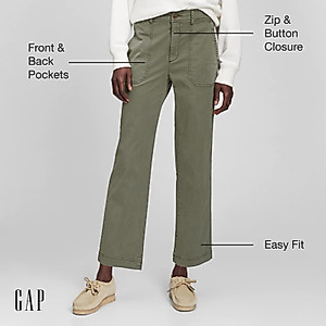 GAP Womens High Rise Girlfriend Utility Khakis, Mesculen Green, 12 Tall US