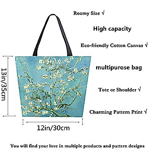 Cekell Vincent Van Gogh Canvas Art Tote Bag ， Large Women Shoulder Bag Handbag ，Shopping Tote Bag ，Reusable