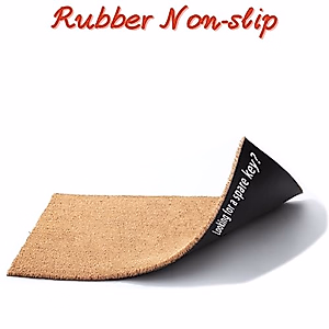 Christmas Door Mat Combo Set - 100% Coco Coir Welcome Mat + 28 x 43 Inch Red and White Plaid Rug, New Year Holiday Christmas Collection Doormat for Front Porch Entryway Decorative