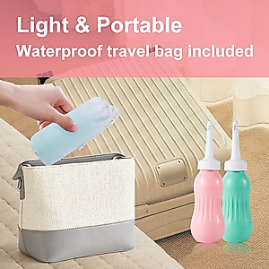 OFFO Portable Bidet Sprayer, 17OZ (500ML) Large Capacity Handheld Personal Travel Bidet Kit with Travel Bag for Toilet Self Cleaning Green