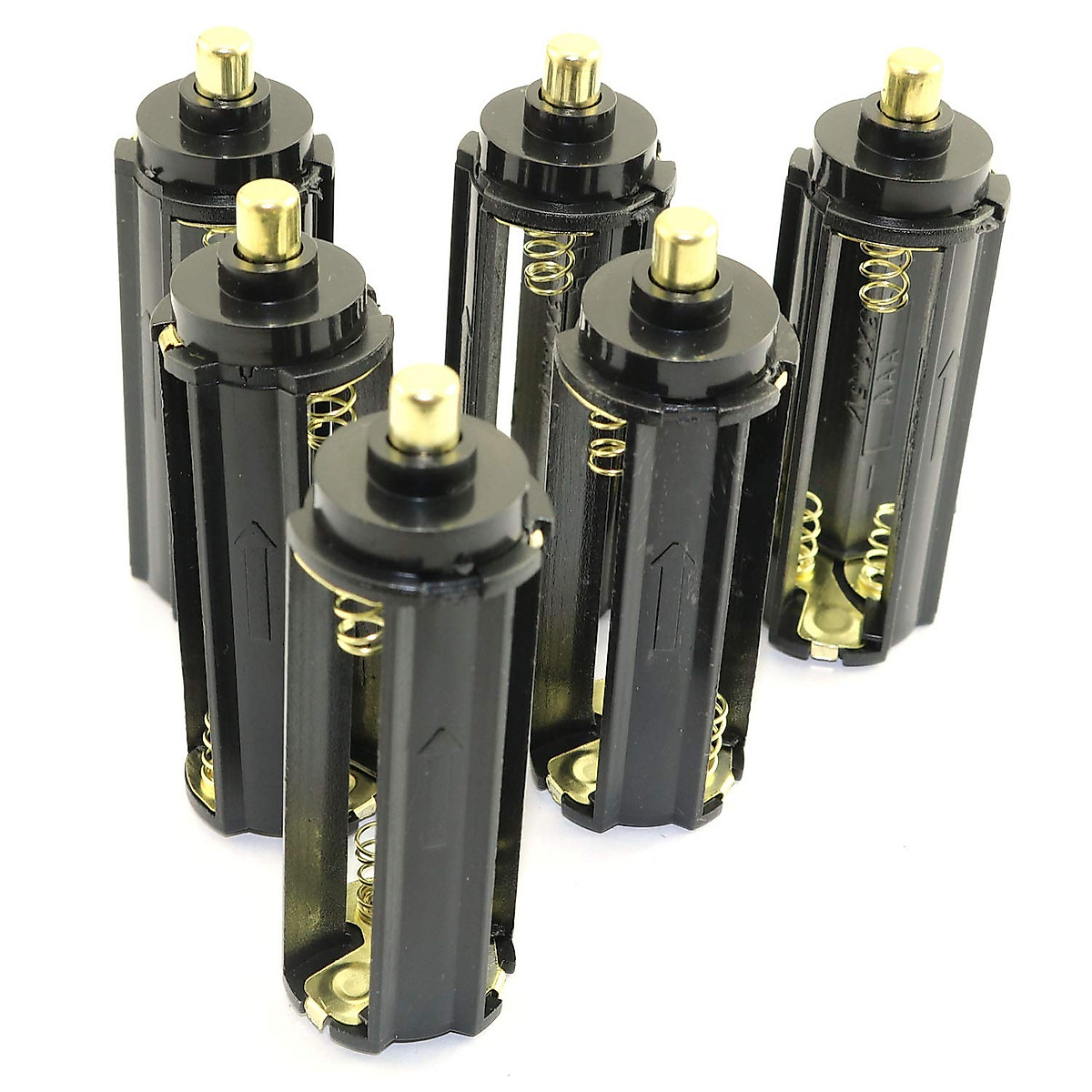 DGZZI 6pcs Black Cylindrical Battery Holder Battery Storage Case for 3 x 1.5V AAA Batteries Flashlight Torch