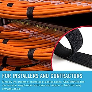 VELCRO Brand - ONE-WRAP Roll, Double-Sided, Self Gripping Multi-Purpose Hook and Loop Tape, Reusable, 12' x 3/4" Roll - Black