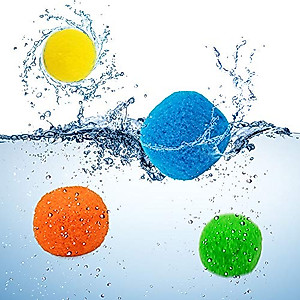 teytoy 48PCS Reusable Water Balls, Soaker Water Balls, Soft Cotton Reusable Water Balloons, Outside Toys Pool Toys Summer Toys for Kids Ages 4 6 8 12, Splash Activity Balls for Pool and Backyard Fun