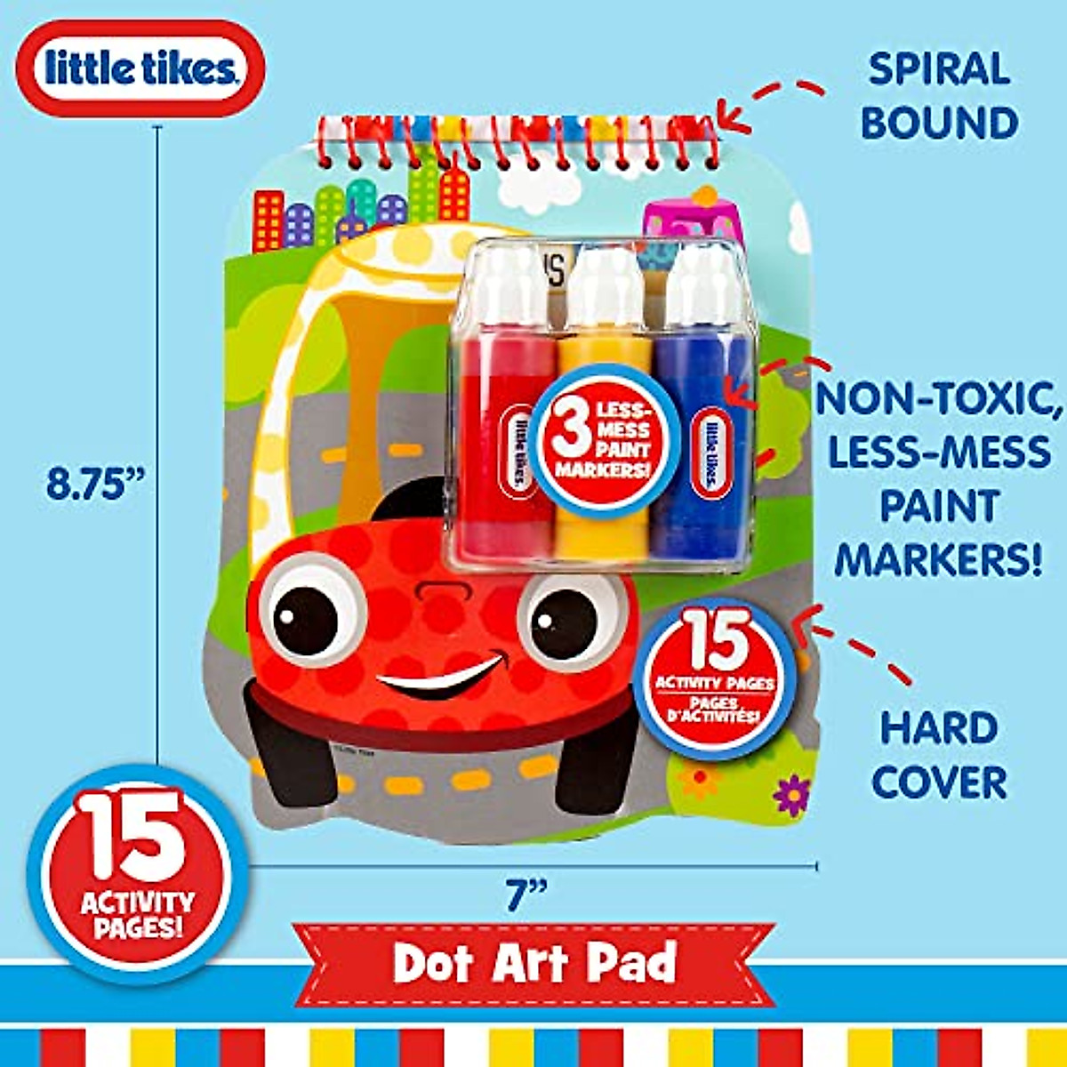 Little Tikes Dot Art Pad & Dot Markers, Spiral-Bound Activity Painting Pad, Travel-Friendly Art Dabbers, Little Tikes Birthday Party, Great Mess-Free Toddler Toys for Kids Ages 3, 4, 5, 6