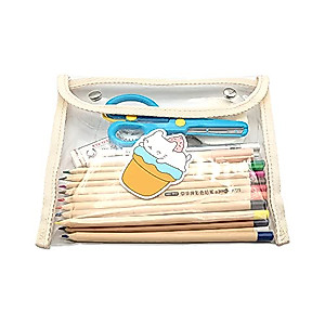 Funny live Transparent Waterproof Pencil Pen Case Clear Document Folders Cosmetic Bag with 50 Pieces Cat Stickers DIY, Clear PVC Multi Purpose Pouch Bag for Girls Boys Women Students