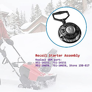 Yiekea 951-14151 Pull Start Recoil Starter Assembly for MTD, Craftsman, Troy-Bilt, Cub Cadet, Yard Machines, Yard Man Snow Blower Replaces 951-10658 751-10658 751-14151