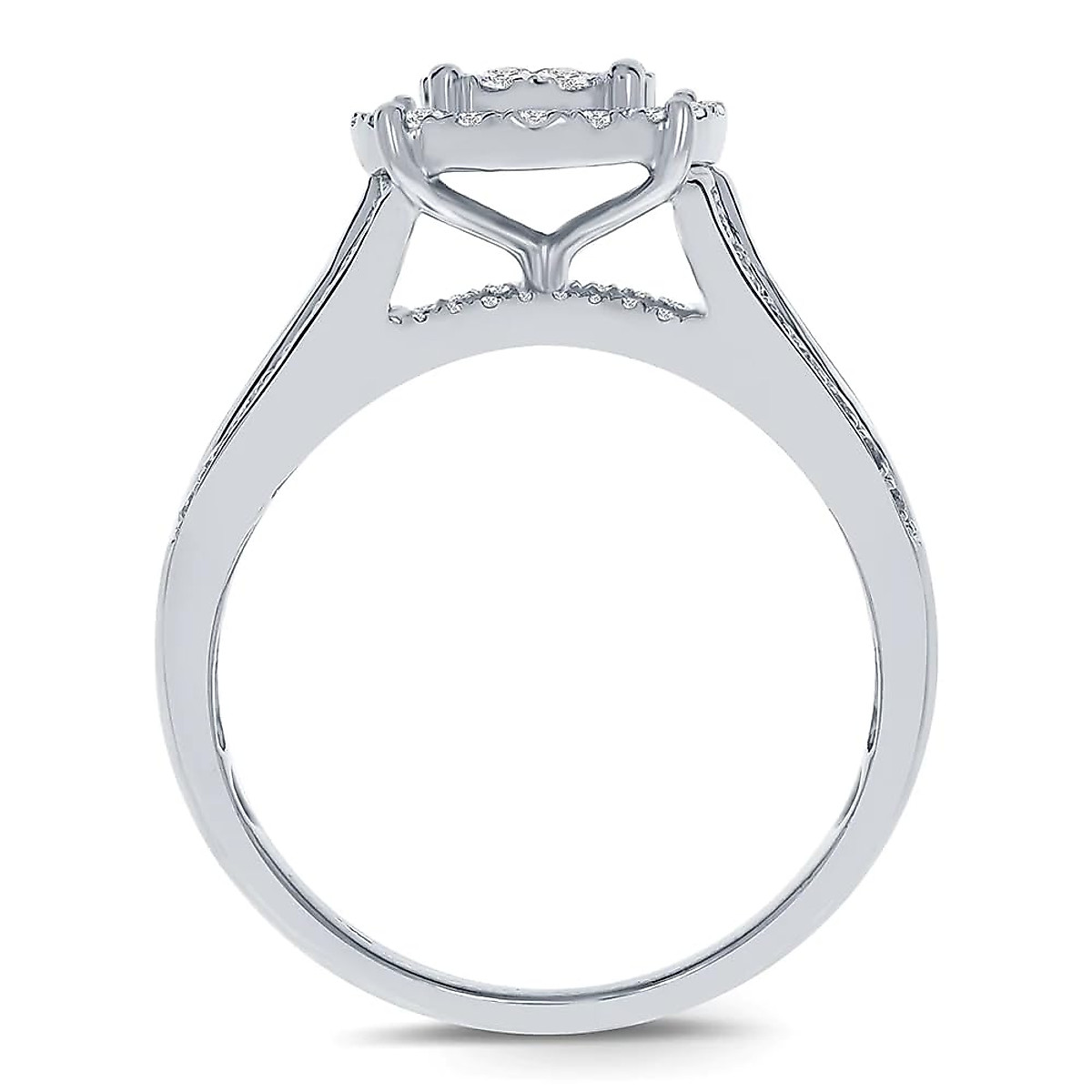 10K White Gold 1 Carat Real Diamond Engagement Ring Wedding Bridal Ring Fine Diamond Jewelry (1 Ct, H-I Color, I1-SI2 Clarity), Size 7