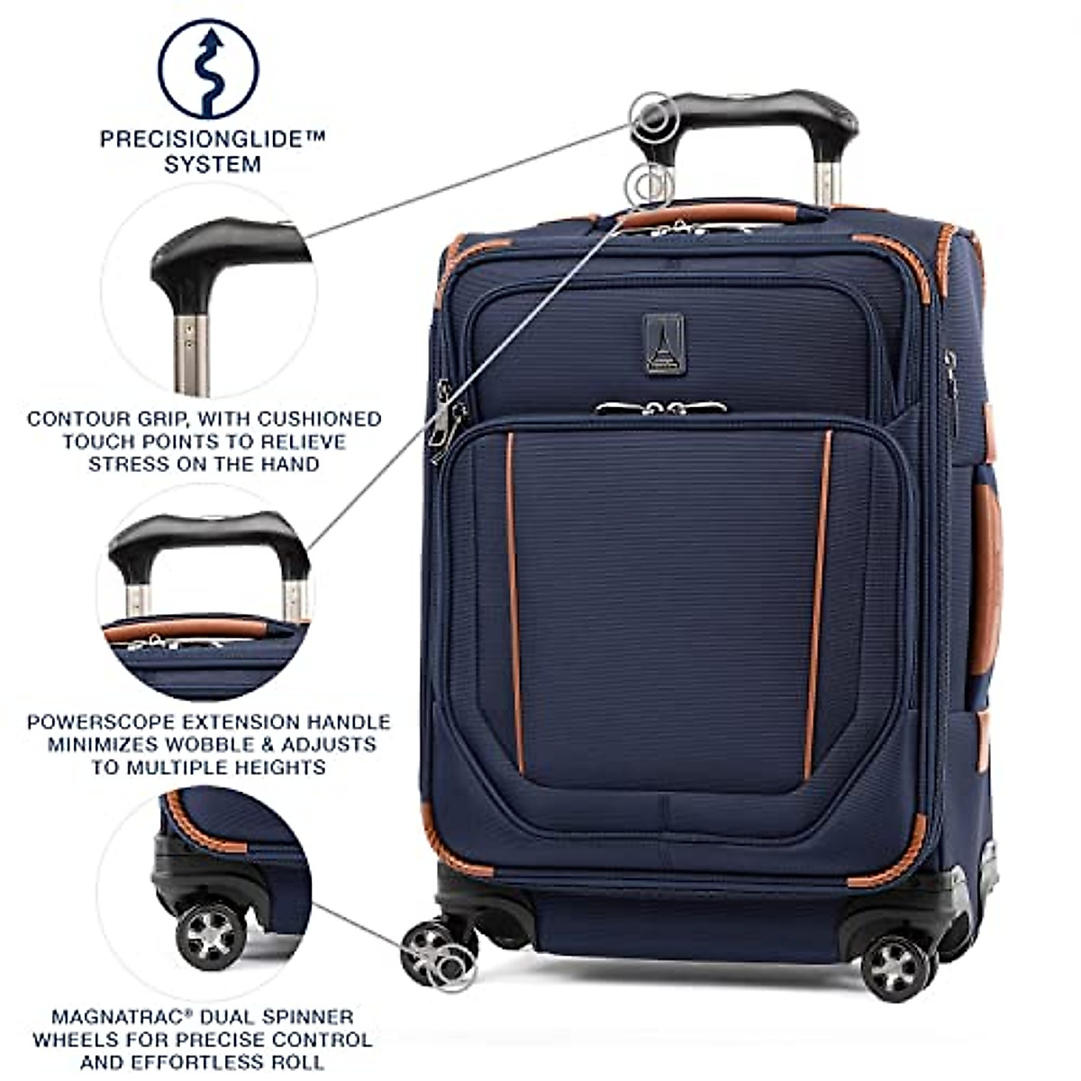 Travelpro Crew Versapack Softside Expandable 8 Spinner Wheel Luggage, USB Port, Men and Women, Patriot Blue, Carry on 21-Inch