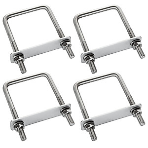 CertBuy 8 Pack Square U-Bolts 2-1/2" Inner Width 100mm Length 304 Stainless Steel U-Bolts with Washers and Nuts Replacement Parts and Accessories for Automobiles Trailer, Ski Boat, or Sailboat Trailer