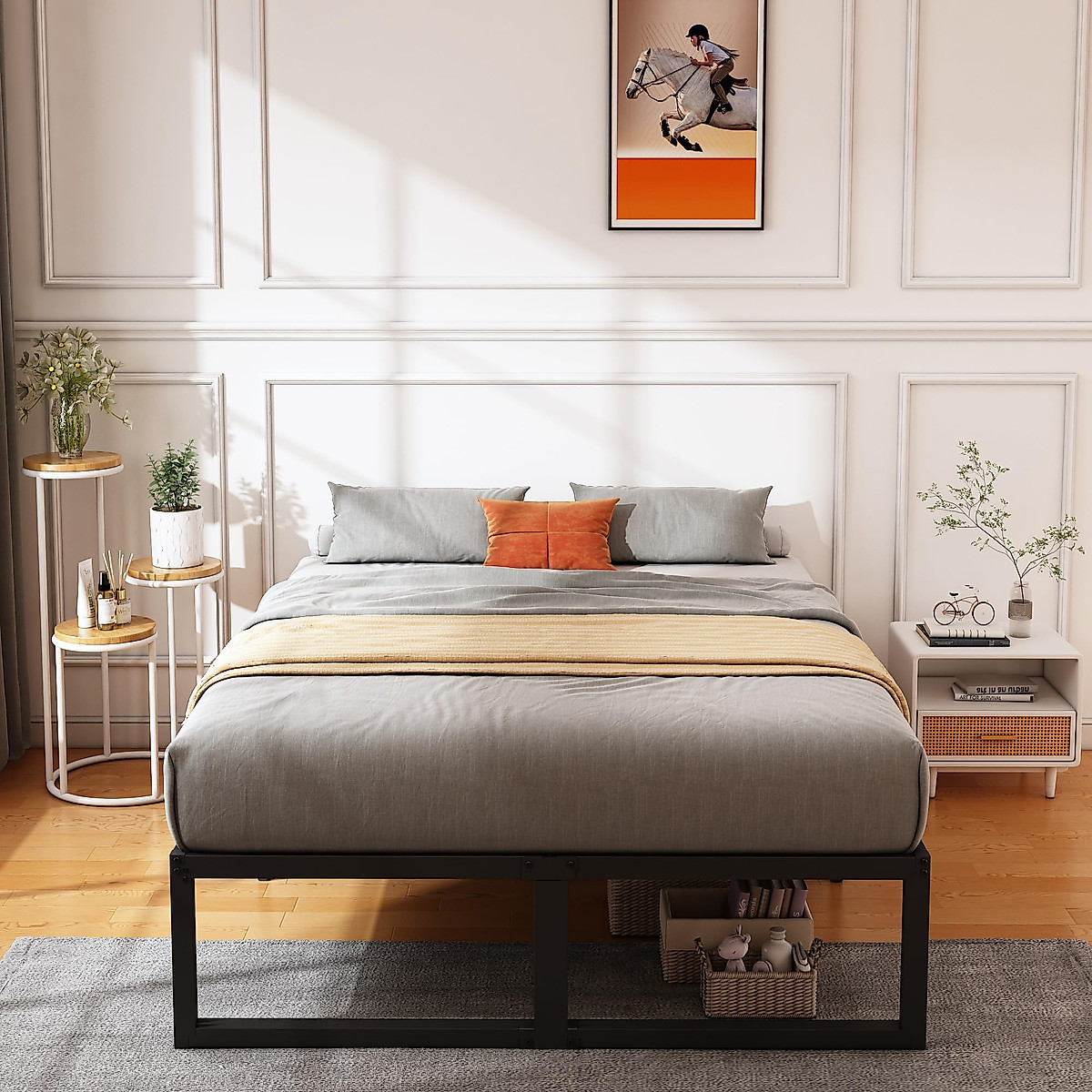 XINXINYAN 14 Inch Full Bed Frame, No Box Spring Needed, Heavy Duty Metal Platform Bed Frame Full Size, Strong Steel Slats Support, Noise Free, Easy Assembly, Black